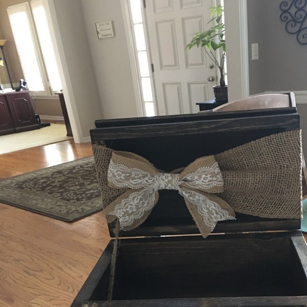 Rustic Card Box for Wedding, Burlap Wedding Card Box, Shabby Chic Card ...