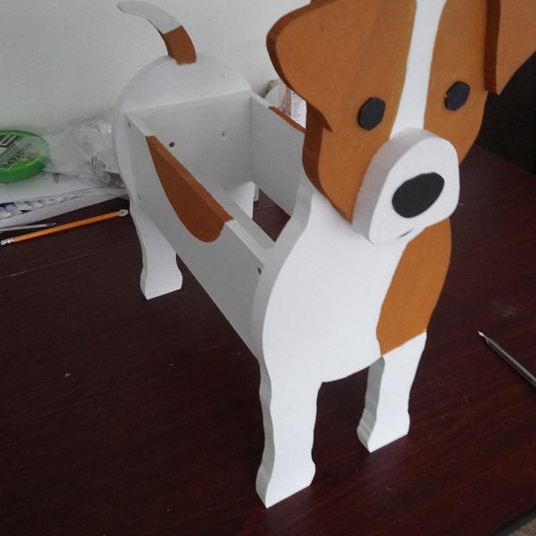 Jack Russell Planter, Garden Ornament, Wooden Pet, Planter Box, Scroll ...