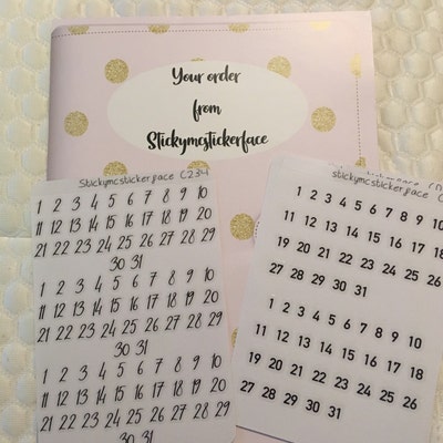 Clear Number Planner Stickers Days of the Month Stickers - Etsy