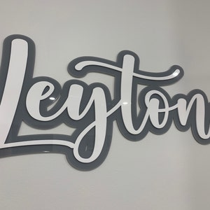 Layered Name Sign Please Write Me Font Kids Room Wall | Etsy