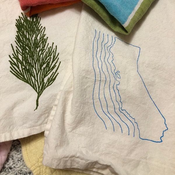 California Poppy Screen Print Tea Towel: Flour Sack Cotton Dish Towel ...
