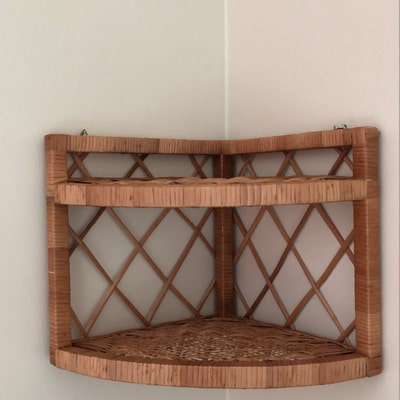 Wicker Corner Shelf, Small Corner Natural Ecological Shelf, Handmade ...