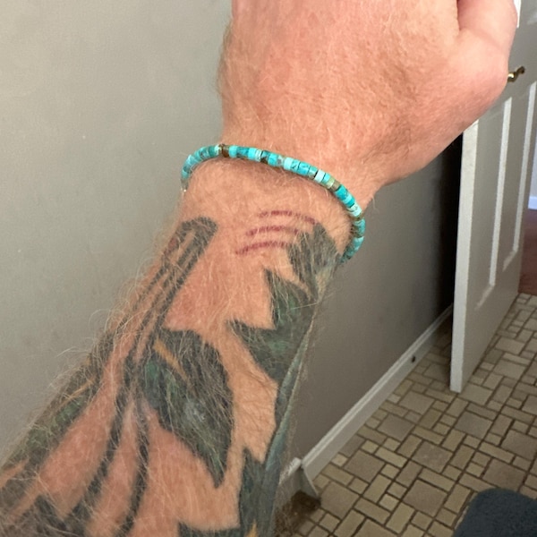 Arizona Turquoise Bracelet With Heishi Cut Stones, Genuine Turquoise ...