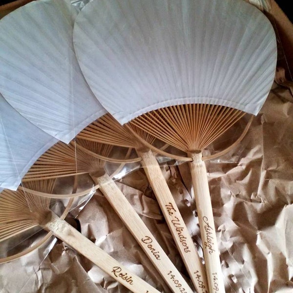 White Paper Paddle Fans - Engraving and Printing Options Available - Etsy
