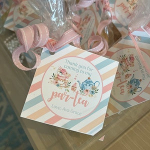 Editable Tea Party Birthday Favor Tag Pink & Gold Floral Par-tea Favor ...