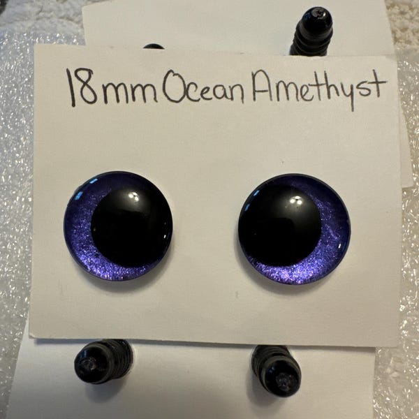 Handpainted Safety Eyes Black Pupil Holographic Flakes Blue 1 Pair ...