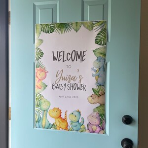 Dinosaur Welcome Sign Editable Template, Dinosaur Baby Shower Signage ...