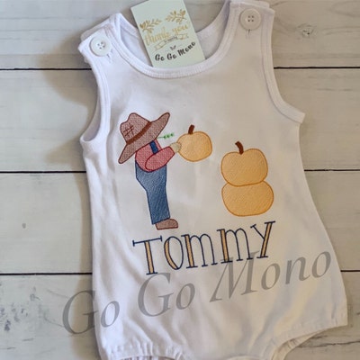 Farmer Boy Stacking Pumpkins Sketch Embroidery Design - Etsy