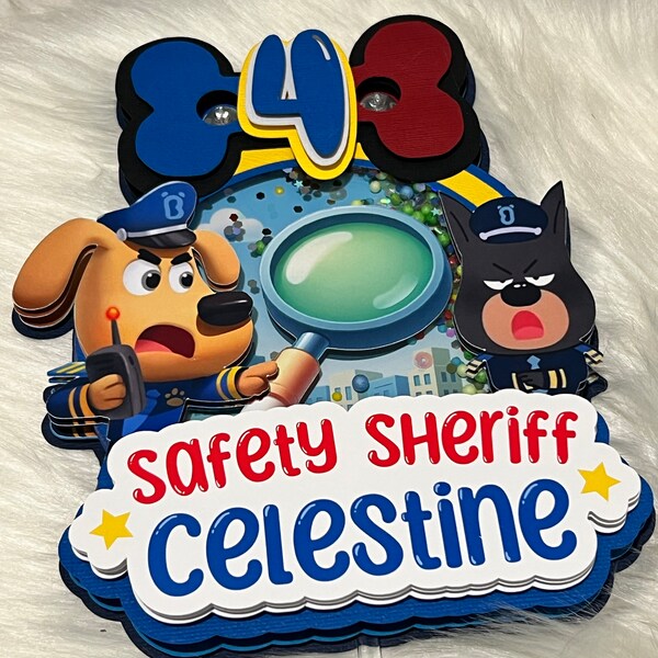 Police Dog Cake Topper Shaker With Light: Personalized Birthday Decor ...