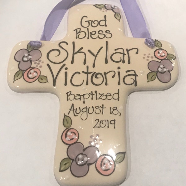 Personalized Baby Dedication Gifts // Personalized Baby Cross in Blue ...