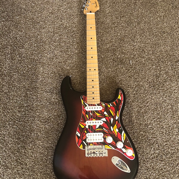 Sue’s Handpainted Telecaster Pickguard With Neck Holes Wildflowers 5 - Etsy