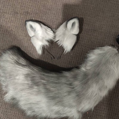 Handmade Fox Ears Tail Set Furry Faux Fur Animal Ears Hairband, Cute ...