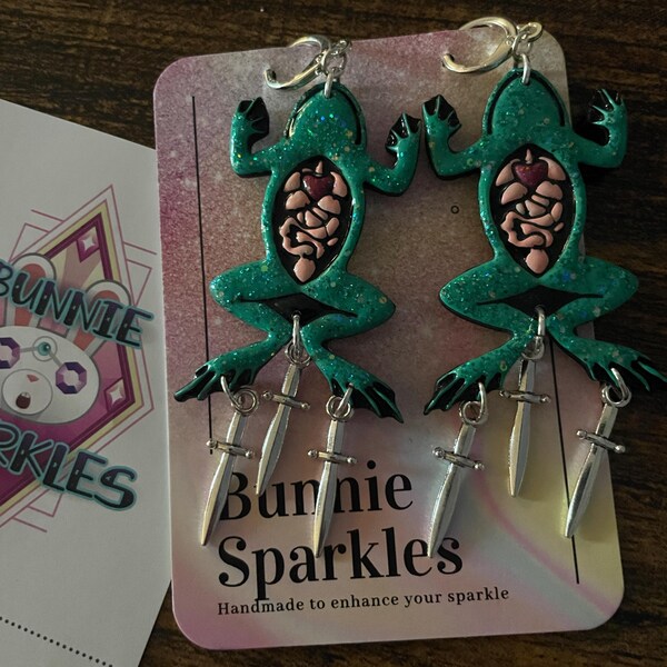 Space Octopus Polymer Clay Statement Earrings Red With Blue Splatter ...