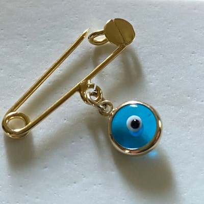 24K Gold Baby Safety Pin. Evil Eye Baby Safety Pin. Gold - Etsy