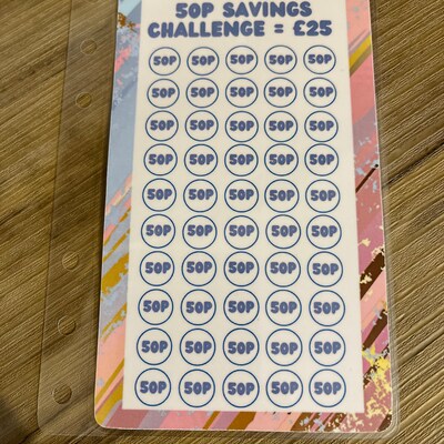One Pound Savings Challenge Wallet Insert Tracker Pastel - Etsy