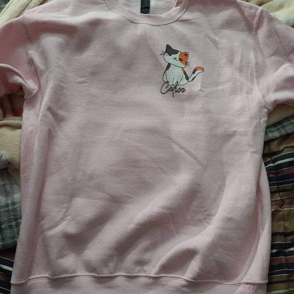 Cute Calico Cat Sweatshirt, Cat and Coffee Lover Sweater, Calico Cat ...