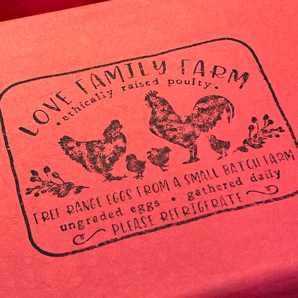 Chicken Rubber Stamp Egg Carton Stamp Farm Stamp Fresh Chicken Eggs ...