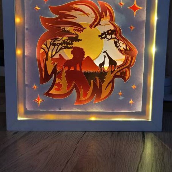 Löwe Lightbox Vorlage, Scherenschnitt Schattenbox Vorlage, Schattenbox ...