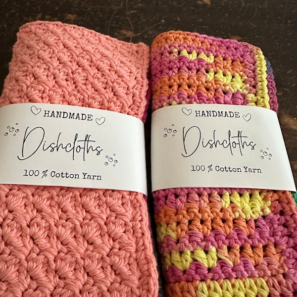 PRINTABLE Dishcloth Wrap Labels | Crochet Knit Dishcloth Tags | PDF ...