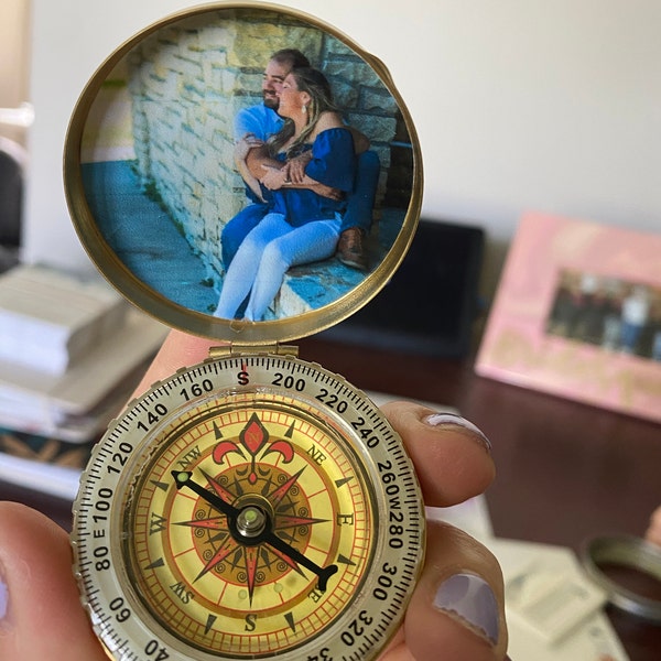 Engraved PHOTO Compass, Personalized Compass, Bride Gift, Groom Gift ...