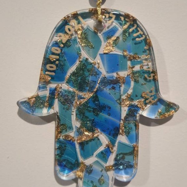 Jewish Wedding Glass Shard Art. HAMSA. Hand.made From YOUR Wedding ...