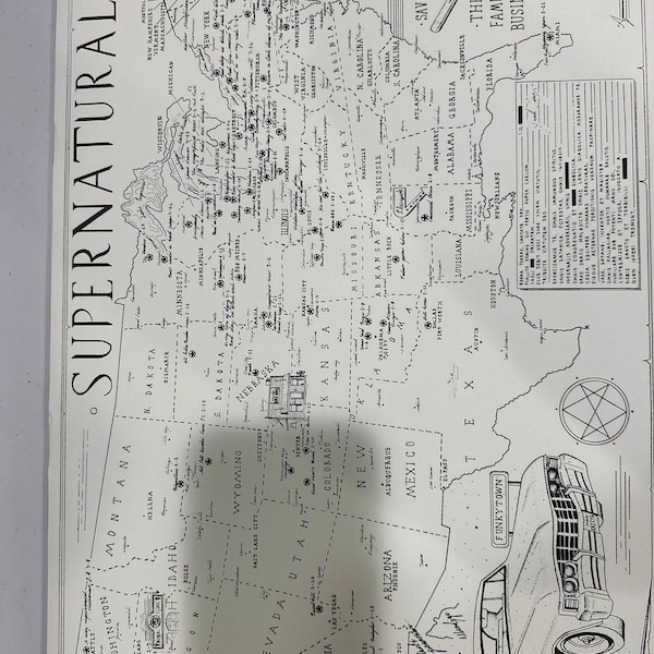 Fan Art Hand Drawn SUPERNATURAL Map - Etsy