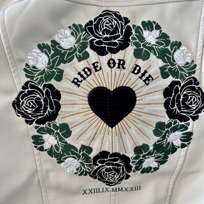 Flower Bouquet Custom Denim Jacket Bride Embroidered Wedding - Etsy UK