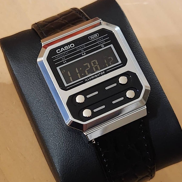 Custom Casio A158 Vintro || Genuine Leather Hand-notched Strap || Casio ...