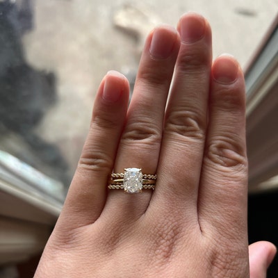 3 Carat Brilliant Radiant Cut Moissanite Hidden Halo 3-sided - Etsy