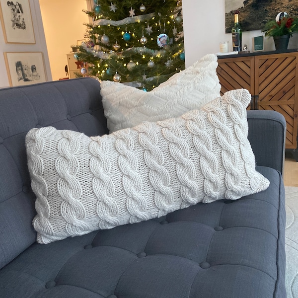 Knitted Pillow Cover, Hand Knit, Cable Knit Pillow Case 18x18 Inches ...