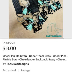 Cheer Pin Me Ribbon Pin Me Strap Cheer Team Gifts Cheer Pins Pin Me Bow ...