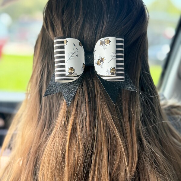 Honey Bee Hair Bow SVG Template, Bow SVG, Felt Bow PDF, Bumble Bee Bow ...