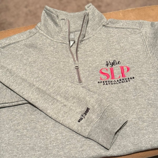 Personalized SLP Embroidered Quarter Zip With Sleeve Embroidery for SLP ...