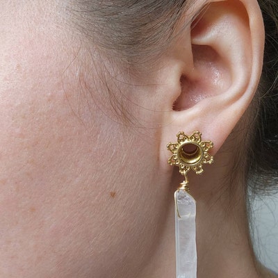Dangle Plugs, Clear Quartz Plugs, Earrings for Plugs, Drop Earrings ...