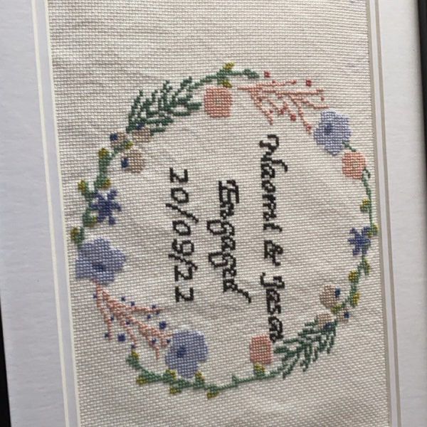 Personalised Engaged Cross Stitch / Personalised Engagement Cross ...