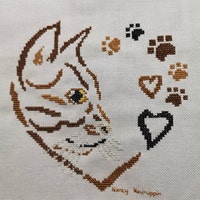 Cat Heart Cross Stitch Pattern, Paw Prints, Gift for Cat or Kitten ...