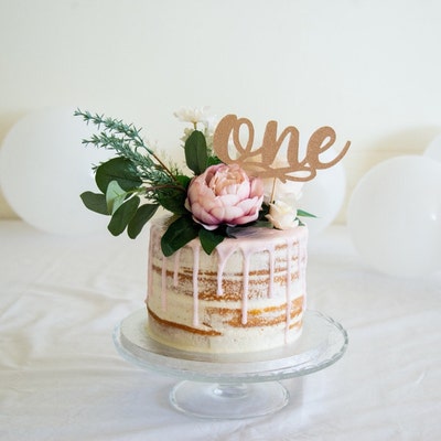 One Cake Topper,glitter Gold Cake Topper,1st Birthday Glitter Cake ...