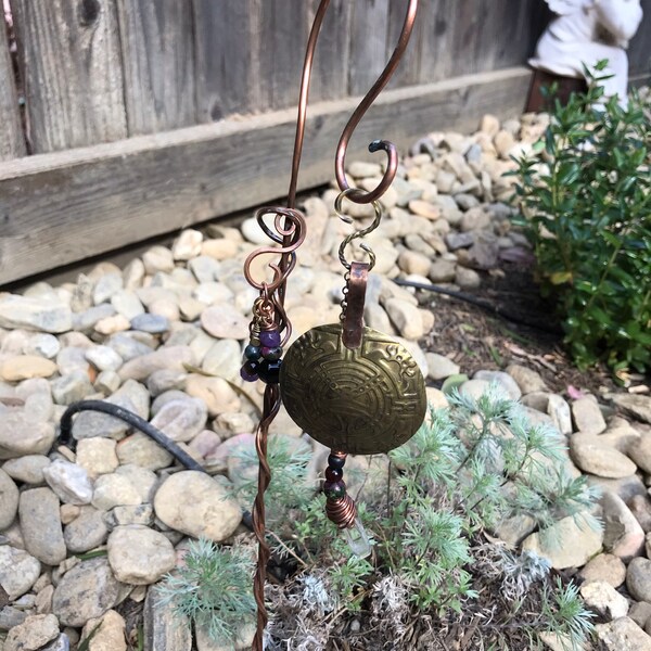 Artistically Created Plant Stake Design, Natural Agate Slice, Upcycled ...