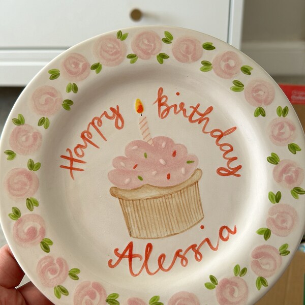 Happy Birthday Plate Personalised Plate Hand-painted Plate celebration ...