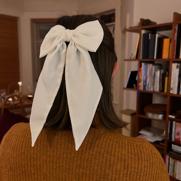 Black Big Satin Bow Large Hair Bow for Party Oversized Bow With Tail ...