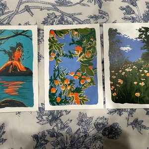 Under the Orange Tree, Mini Art Print, Fruit Painting, 4x6 Botanical ...