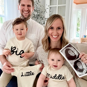 Big Middle Little Sibling Shirts, Matching Sibling Announcement Shirts ...