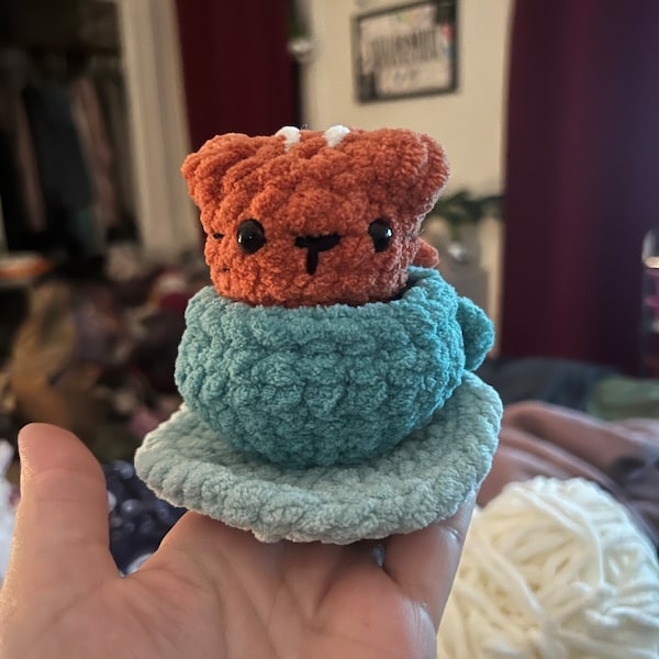 NO SEW!! Tabby Teacup Popping Desk Pal, PDF Pattern, Crochet Pop ...