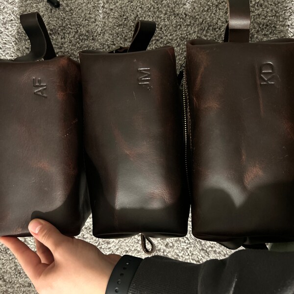 Personalized Groomsmen Gift Dopp Kit Bag Customized Leather Toiletry ...