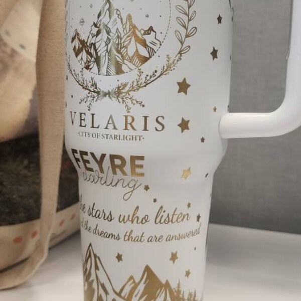 Acotar Pattern Tumbler Cup With Handle, 40oz Acotar Tumbler, Acotar ...