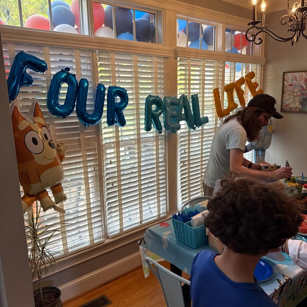 Four Real Life Letter Balloon Kit Bluey 4th Birthday Party Decorations ...