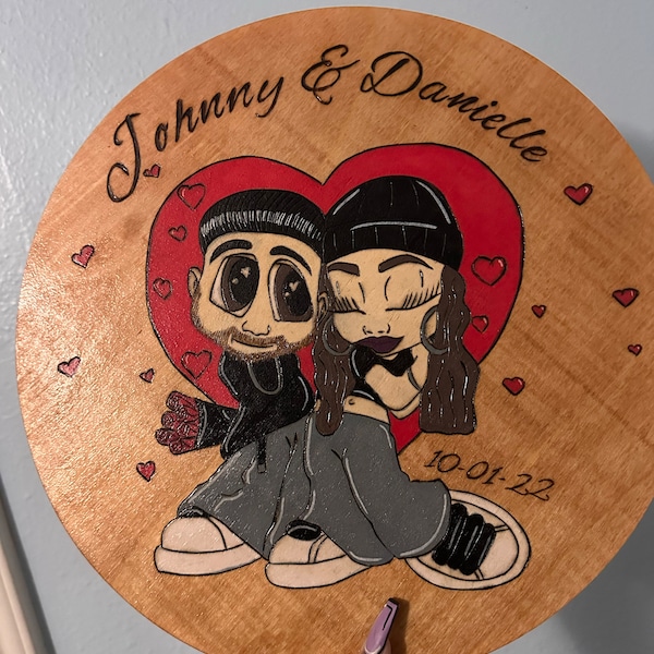 Custom Chicano Couple Cartoon Wood Plaque, Anniversary Gift - Etsy