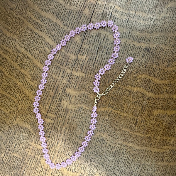 Colorful Pearl Beaded Necklace Flower Bead Necklace for Women Daisy ...