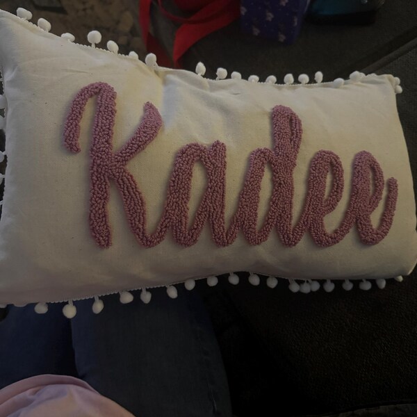 Personalized Name Punch Needle Pillow, Baby Shower Gift, Toddler ...