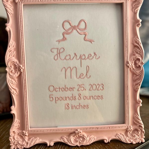 Scallop Monogram Embroidered Birth Announcement - Etsy